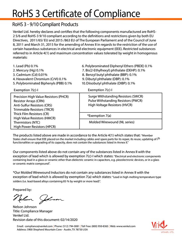 RoHS - Venkel