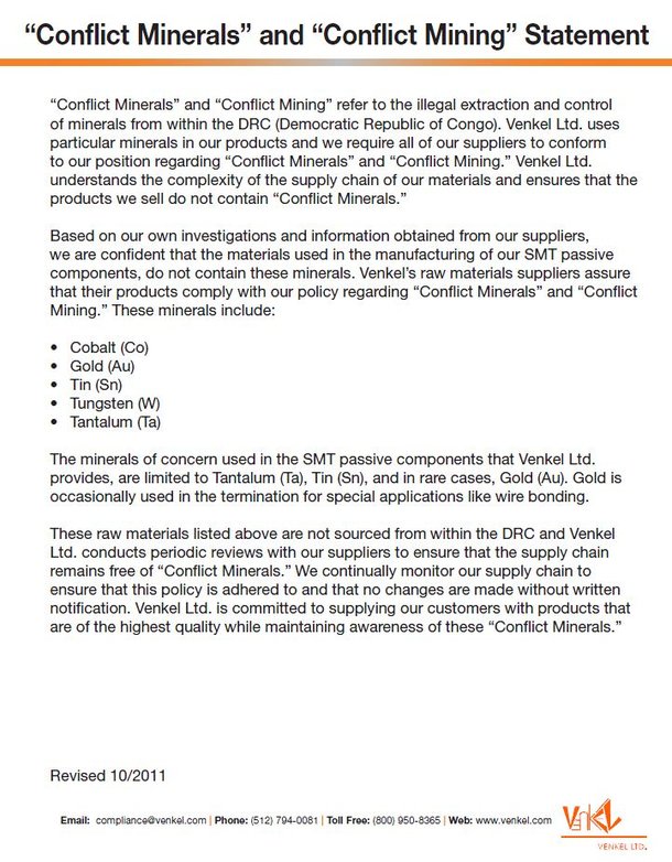 Conflict Minerals - Venkel