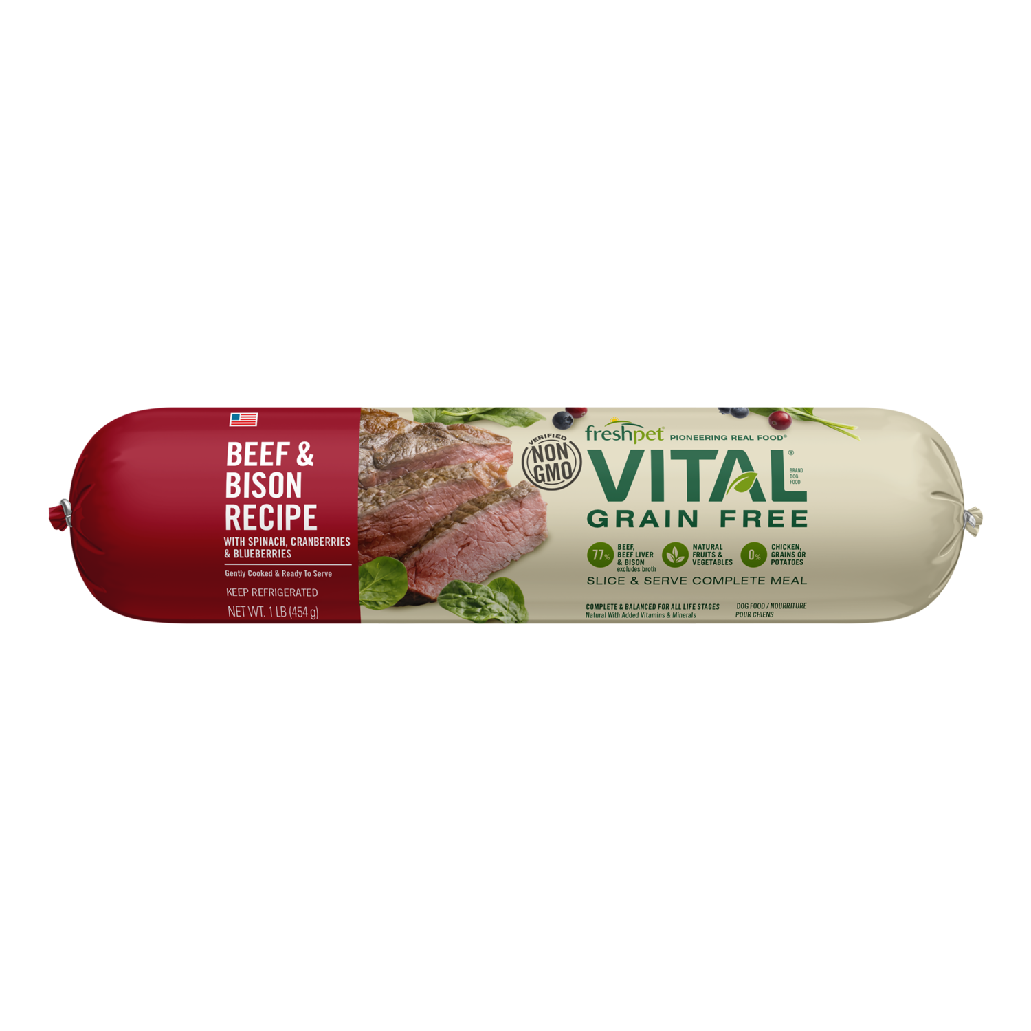 Freshpet® Vital Grain Free Beef, Bison, & Spinach Dog Food