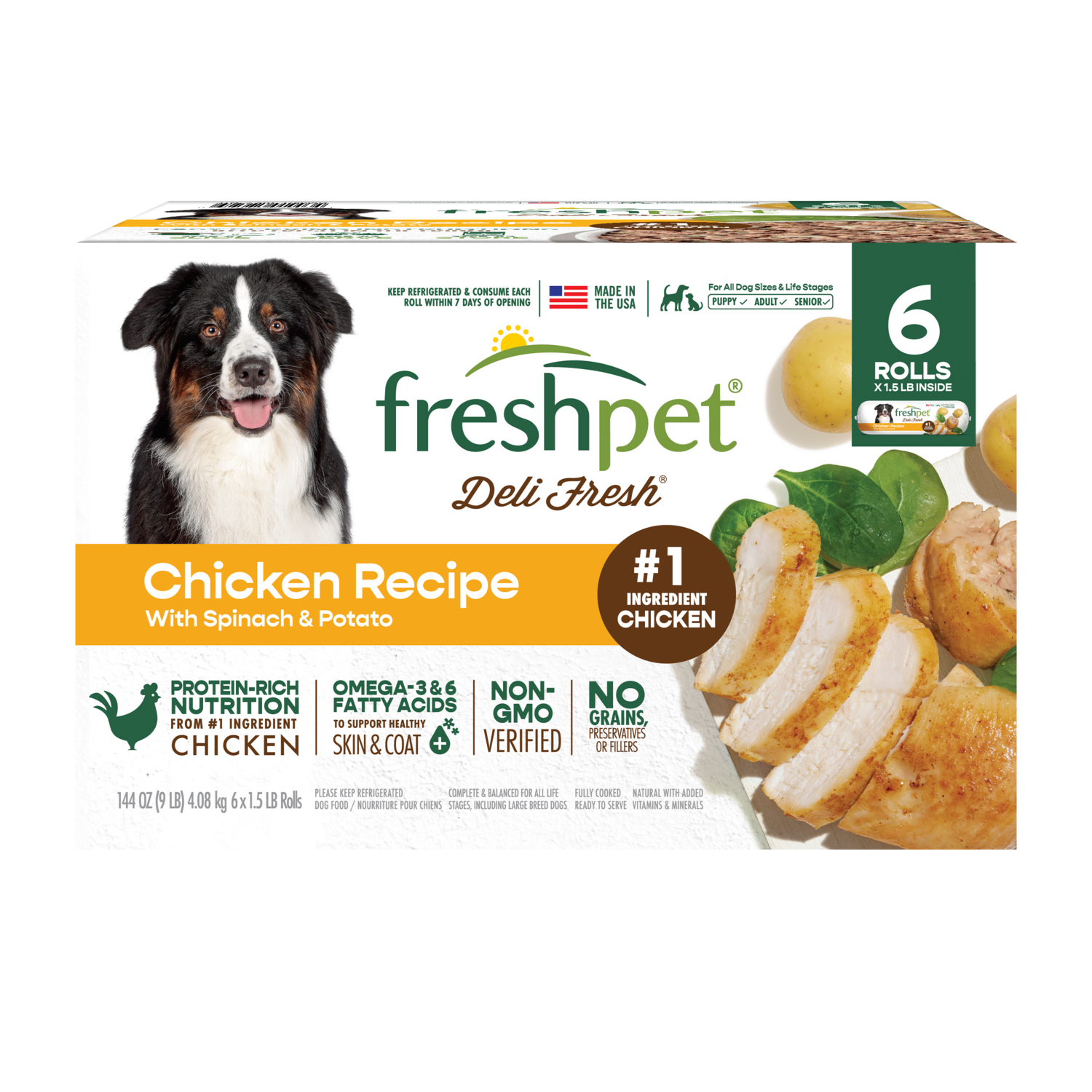 Freshpet® Deli Fresh Grain Free Chicken & Spinach Dog Food