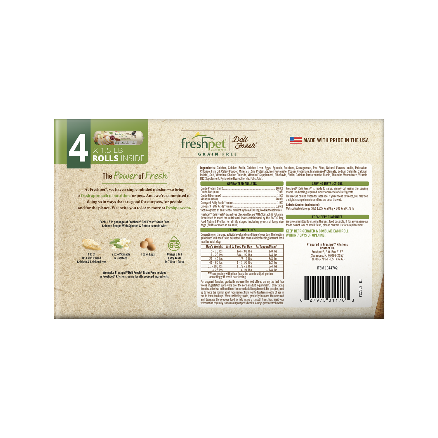 Freshpet® Deli Fresh Grain Free Chicken & Spinach Dog Food