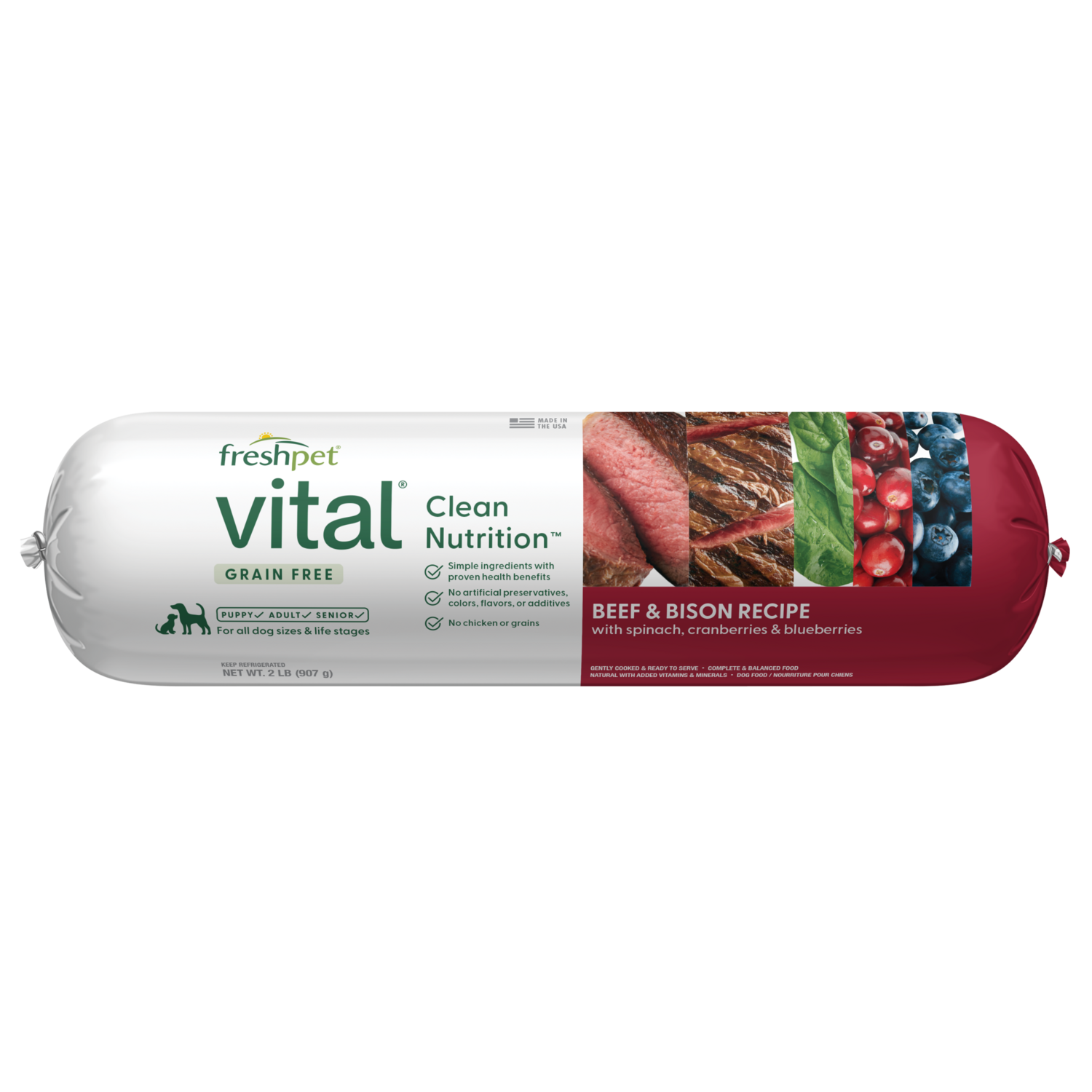 Freshpet® Vital Grain Free Beef, Bison, & Spinach Dog Food