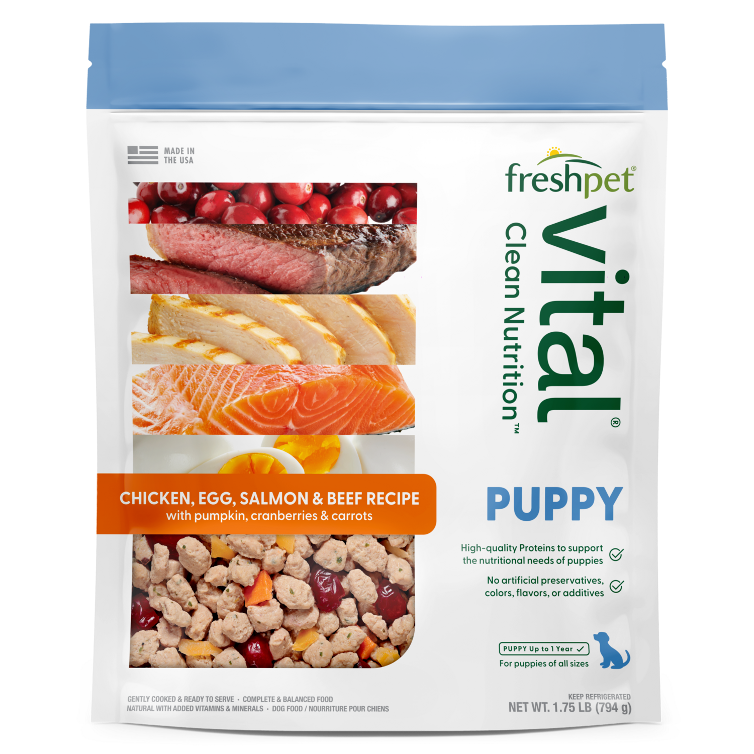 Freshpet® Vital Chicken, Egg, Salmon & Beef Puppy Recipe With Pumpkin ...
