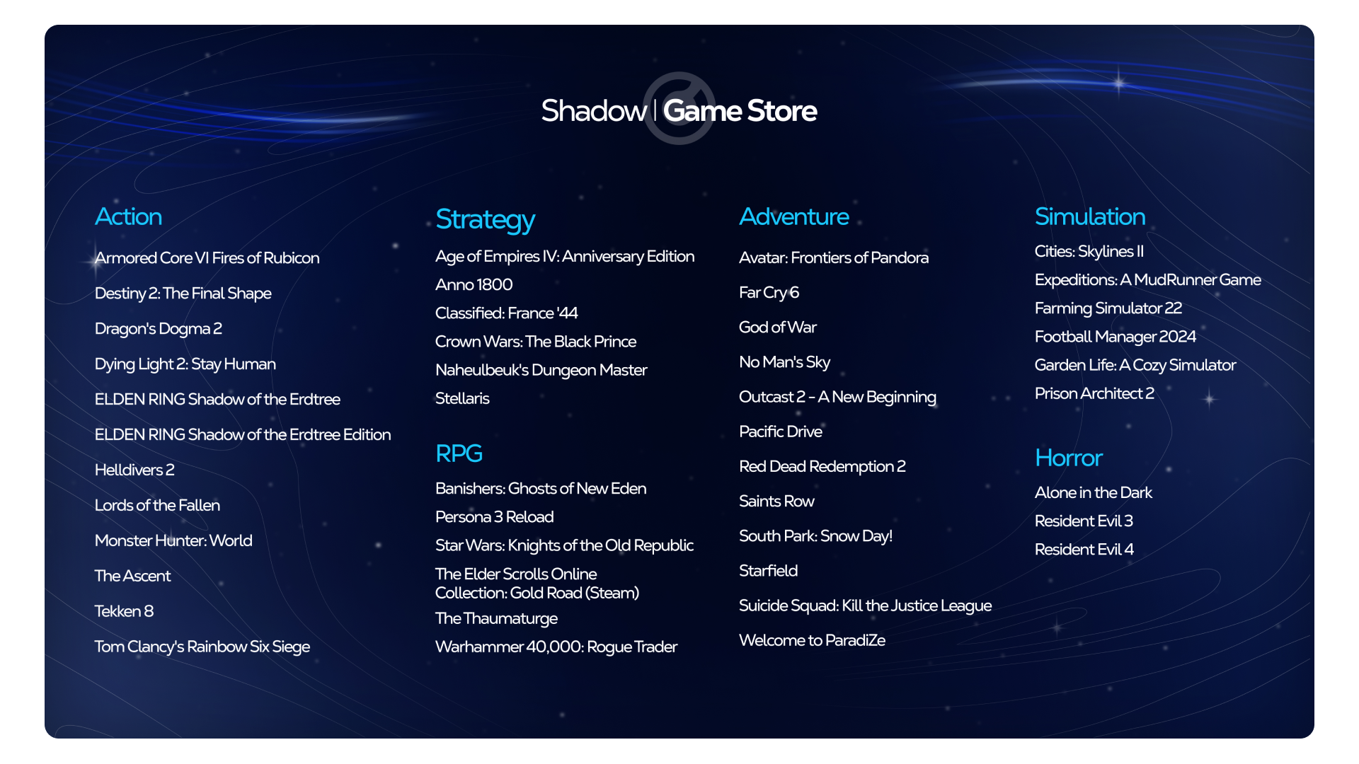 Shadow Game Store: buy your Steam and Ubisoft games at discounted prices