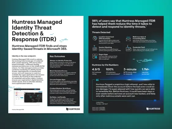 Managed Identity Threat Detection and Response (ITDR) Datasheet | Huntress