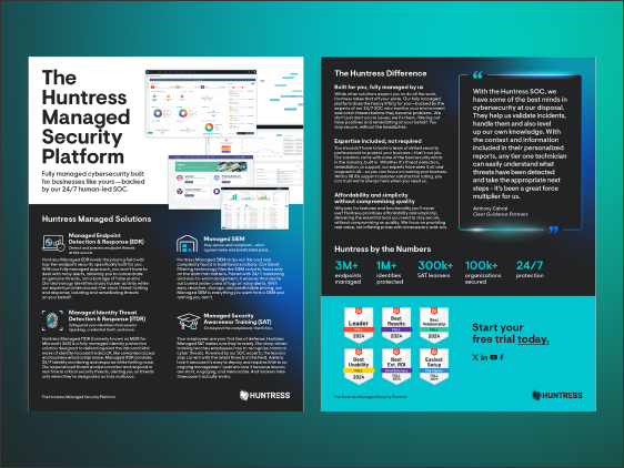 The Huntress Security Platform Overview Datasheet | Huntress