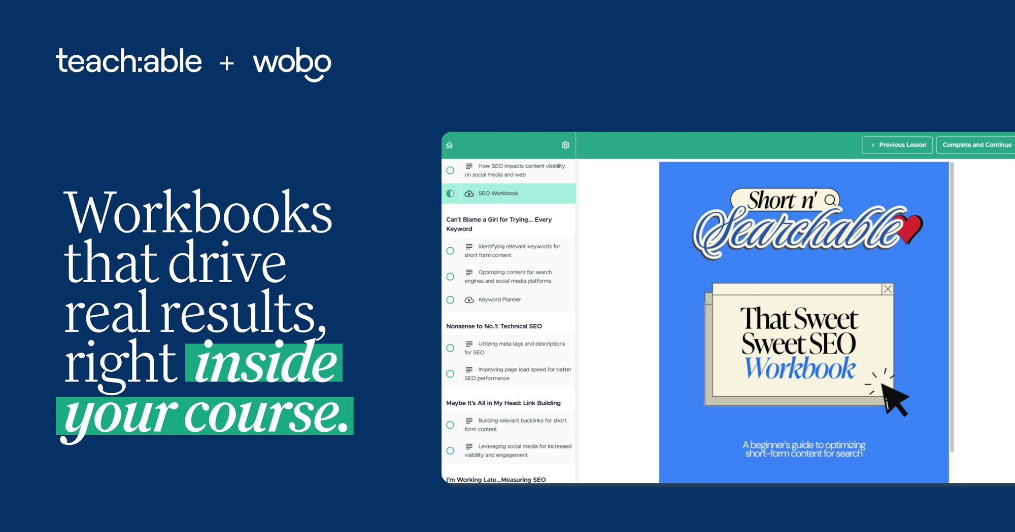 Wobo: Interactive Workbooks for Teachable Courses