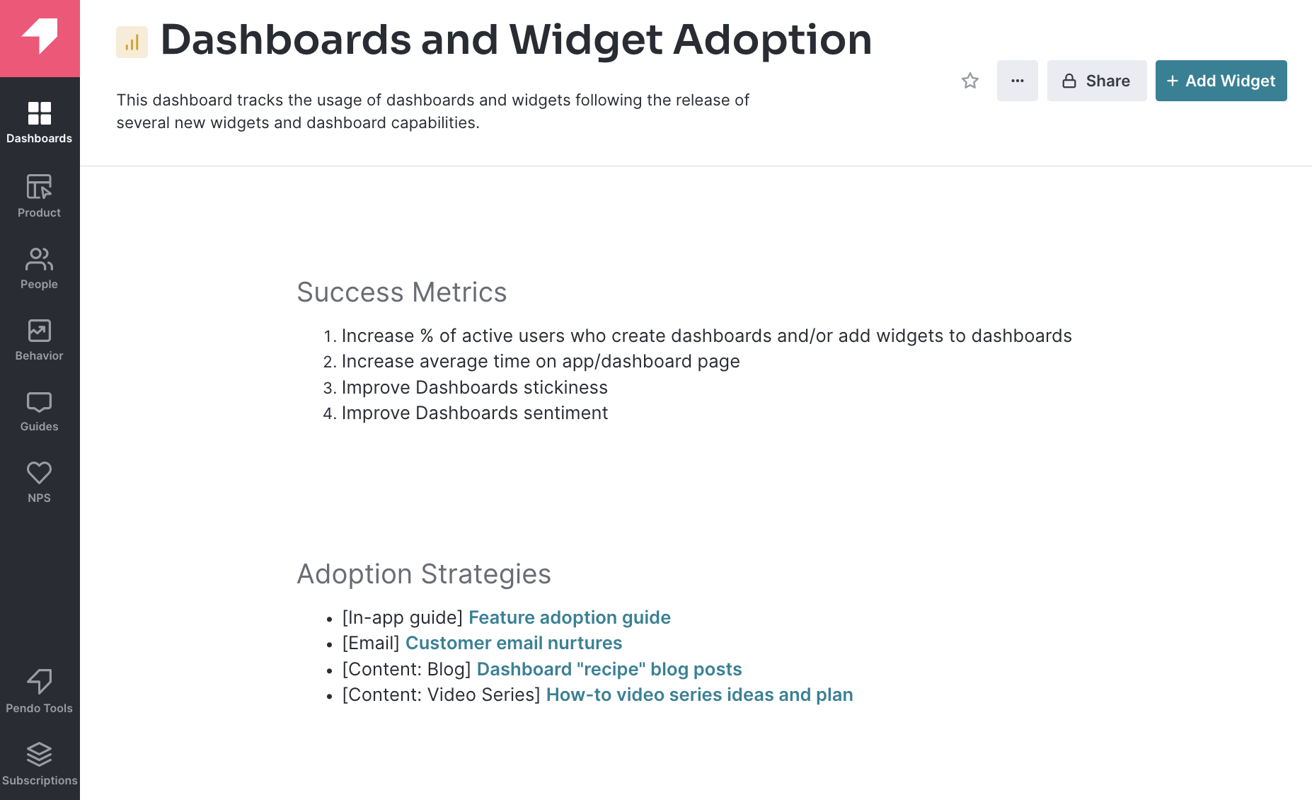 How to build a Pendo Dashboard to measure adoption | Pendo Blog | Pendo.io