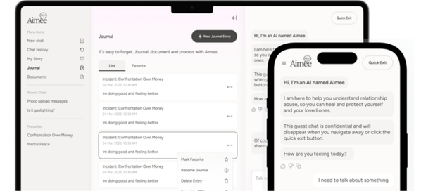 Aimee | An AI companion for survivors of relationship abuse | Aimee Says