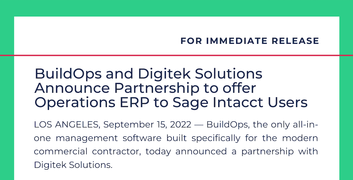 BuildOps & Digitek: Ops ERP for Sage Intacct Users