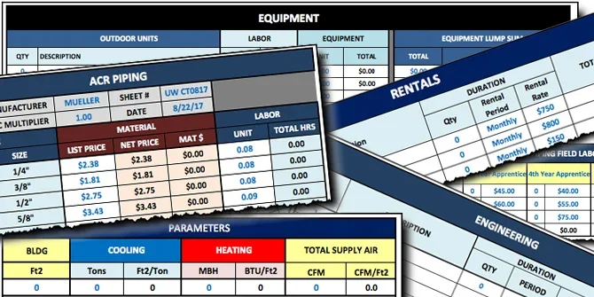 HVAC Estimating Excel Spreadsheet Templates for Contractors