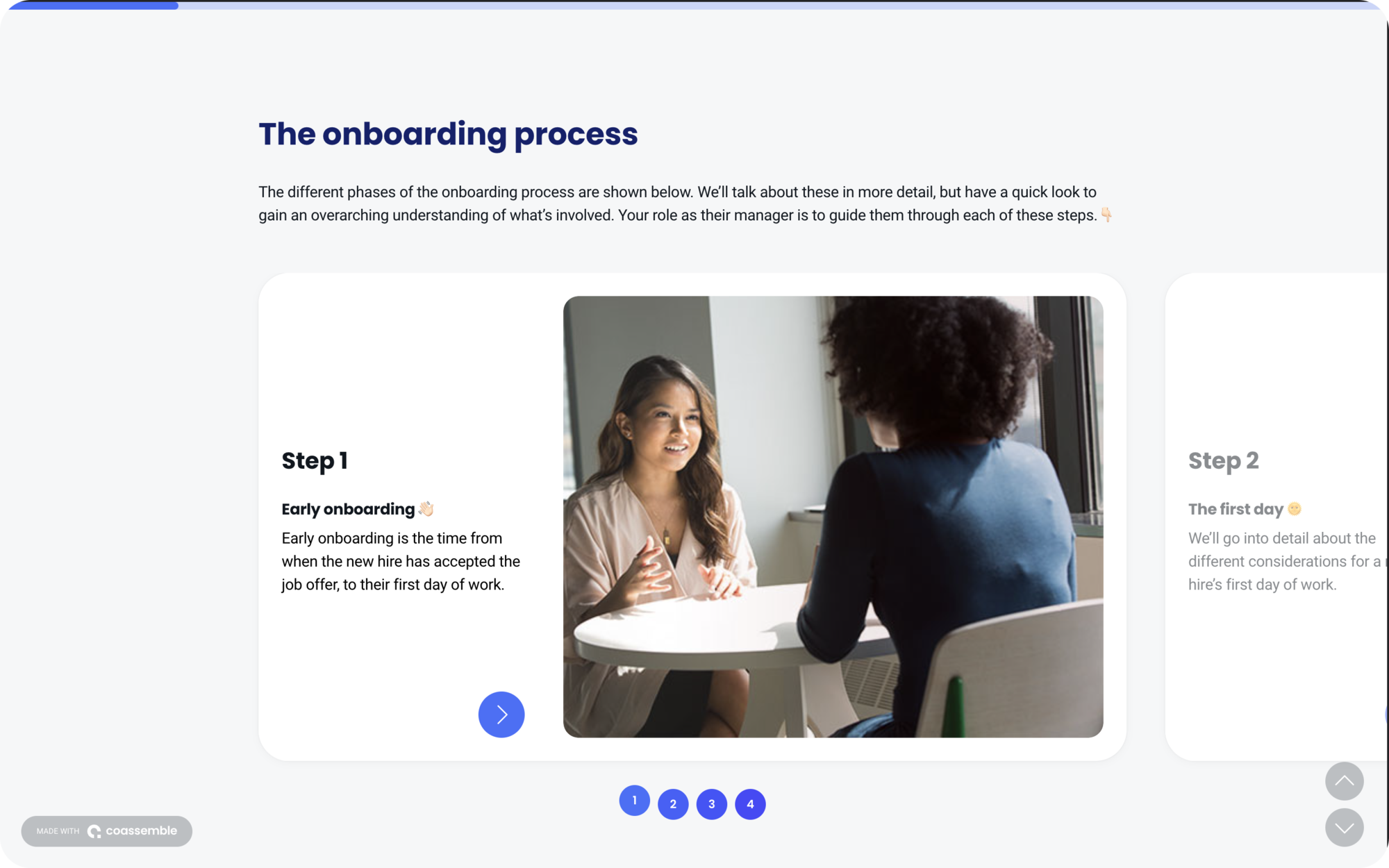 Employee onboarding process steps - Coassemble