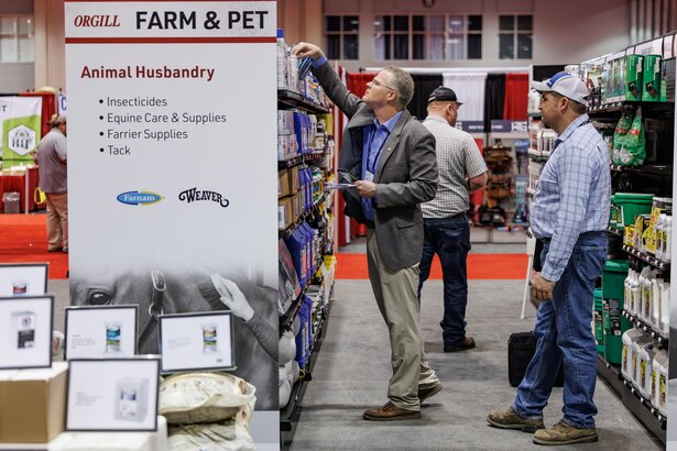 Man viewing farm products at Orgill Dealer Market