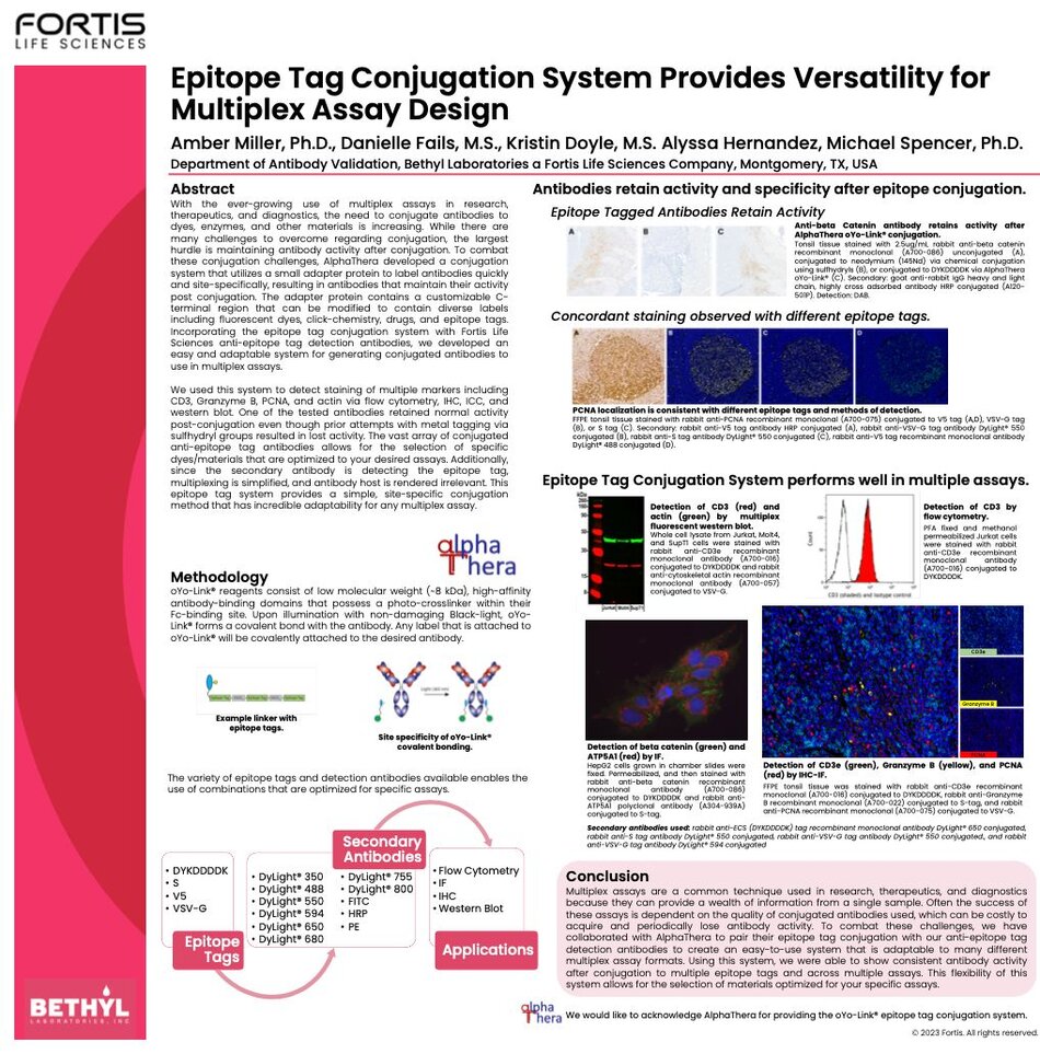 Poster: Epitope Tag Conjugation System Provides Versatility for Multiplex Assay Design | Fortis ...