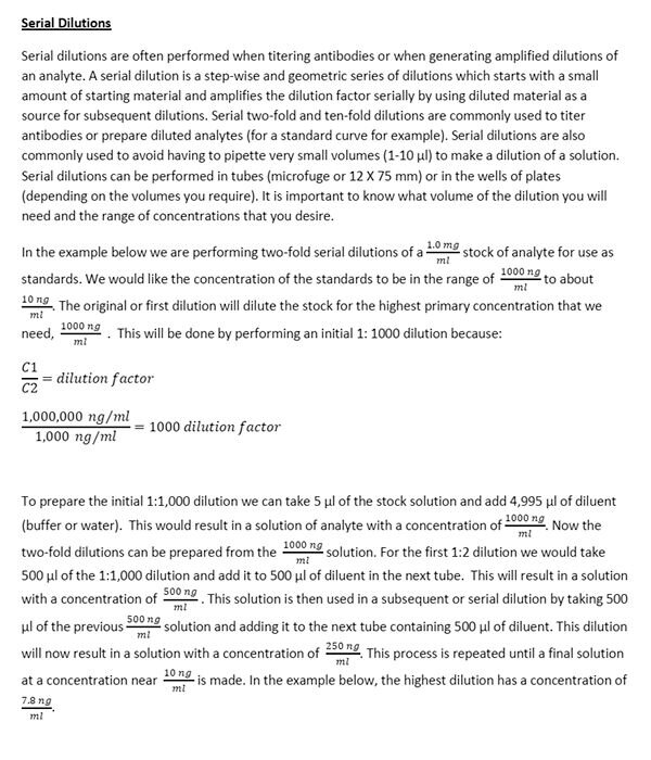 Serial Dilutions | Fortis Life Sciences