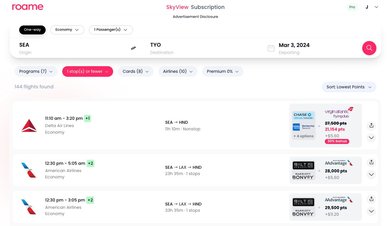 Roame - Guide: How to Search For Award Flights