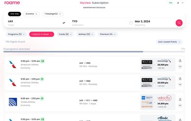 Roame - Guide: How to Search For Award Flights