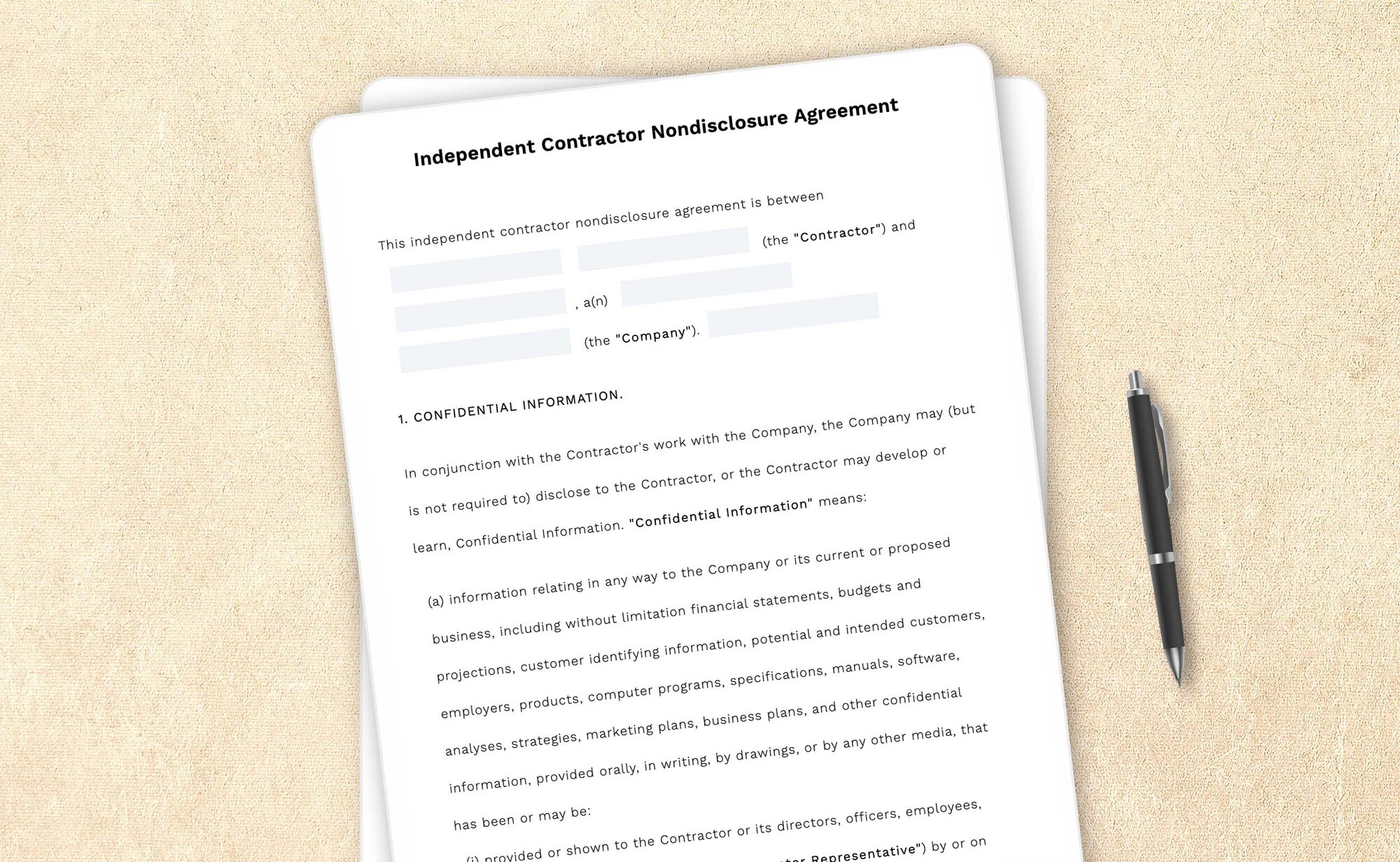 Free independent contractor unilateral non-disclosure agreement ...