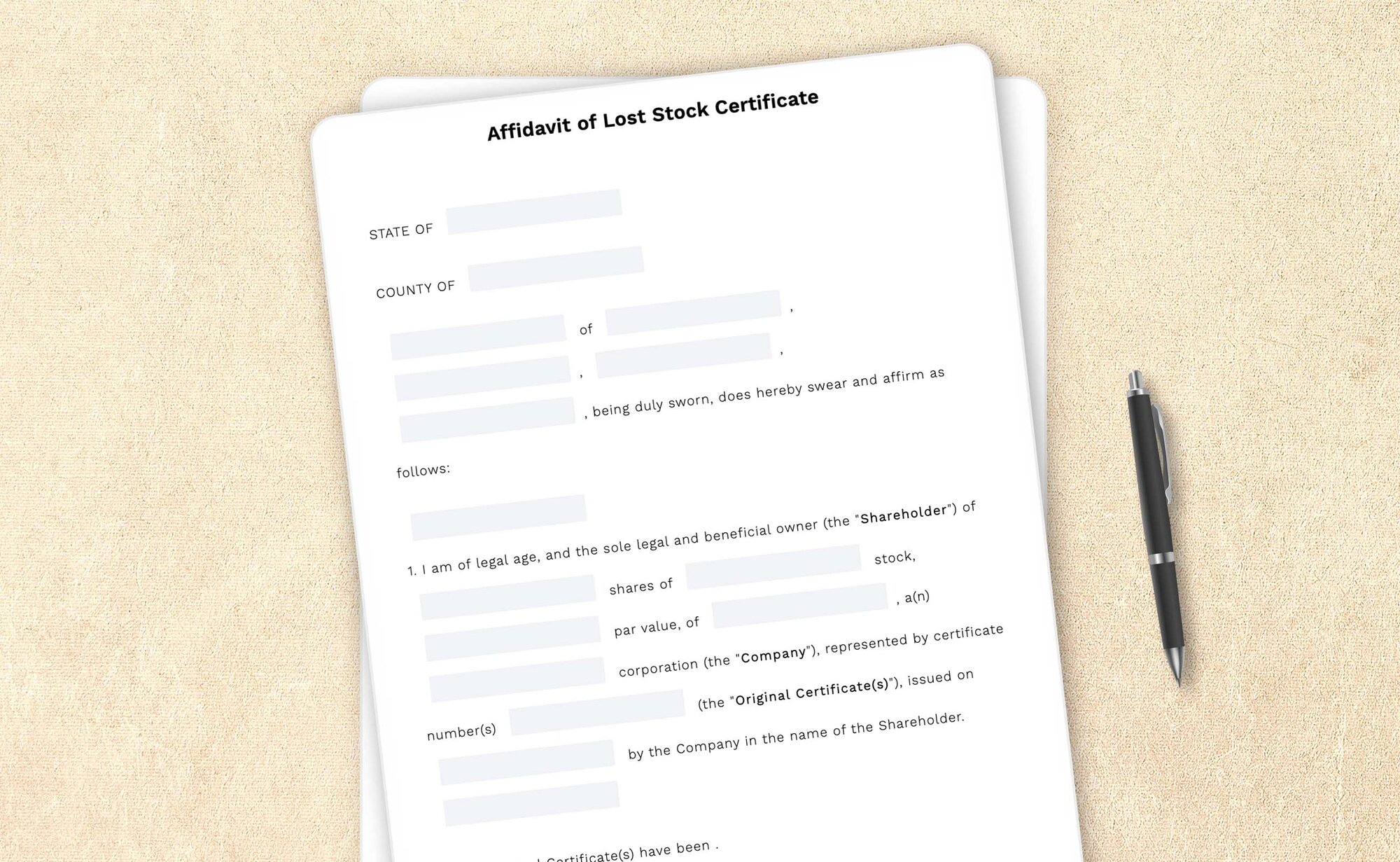 Affidavit of Lost Stock Certificate - Free Template | LegalZoom