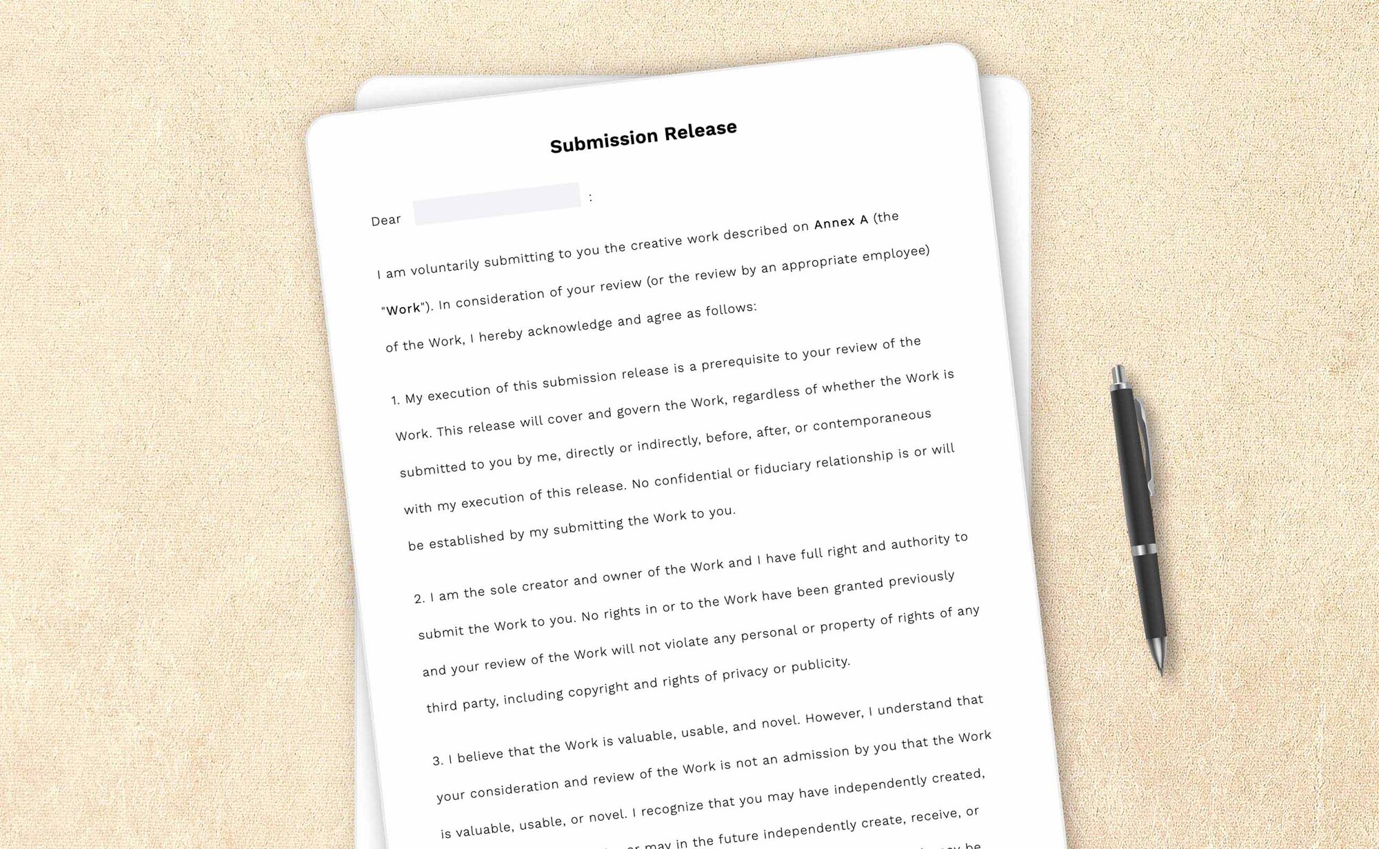 Submission Release Form Template | LegalZoom