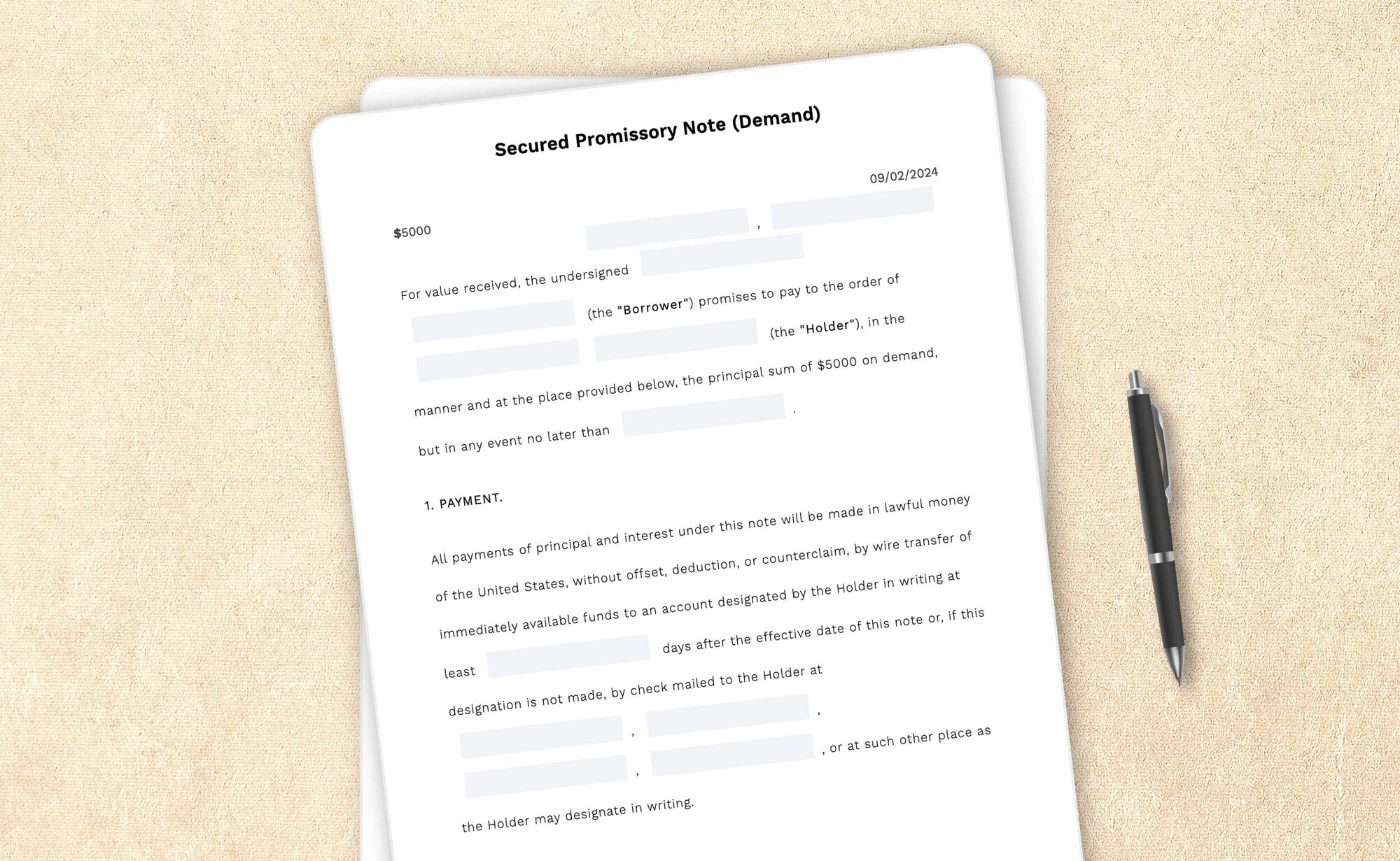 Secured Demand Promissory Note Template | LegalZoom