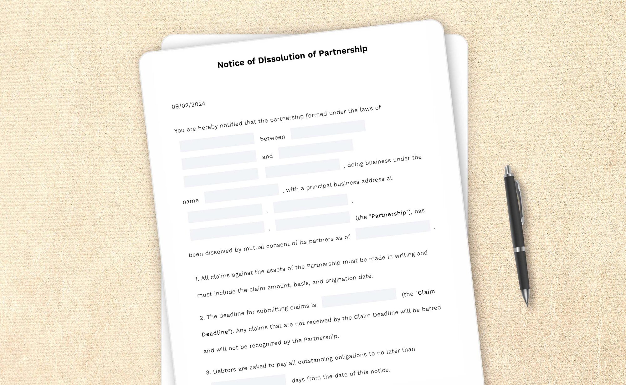 Notice of Dissolution of Partnership Template | LegalZoom