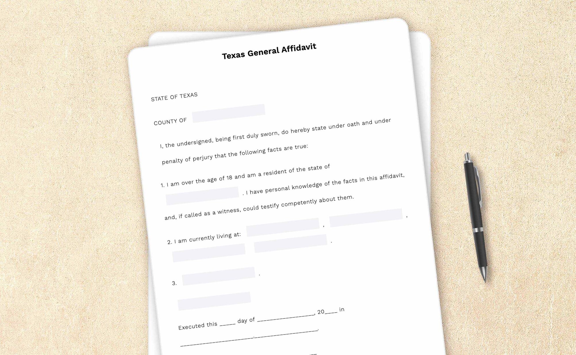General Affidavit Form (Texas) Template | LegalZoom