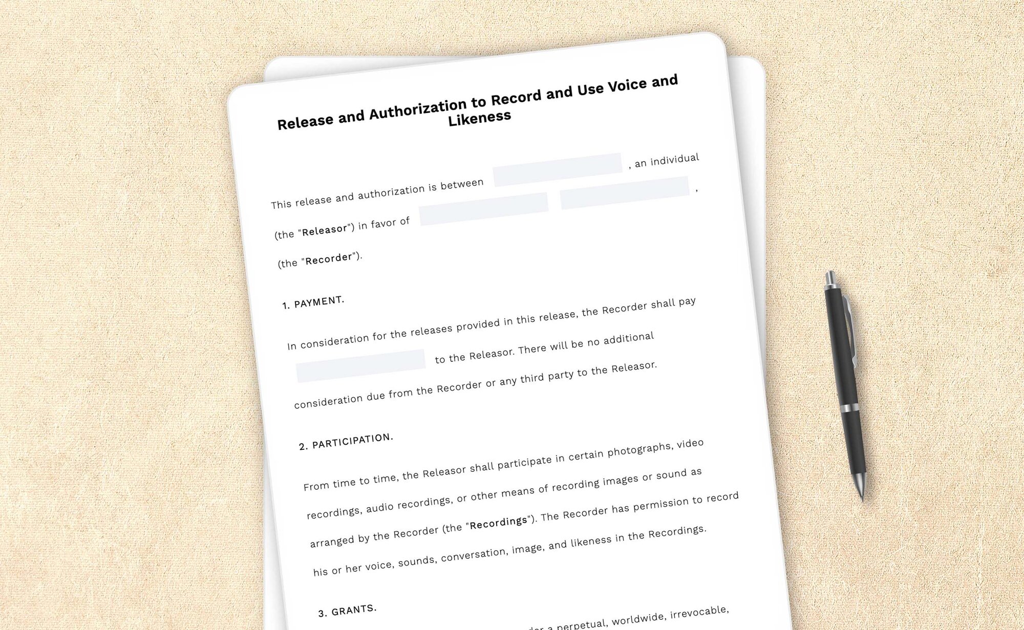 Release and Authorization to Use Voice and Likeness - Free Template ...