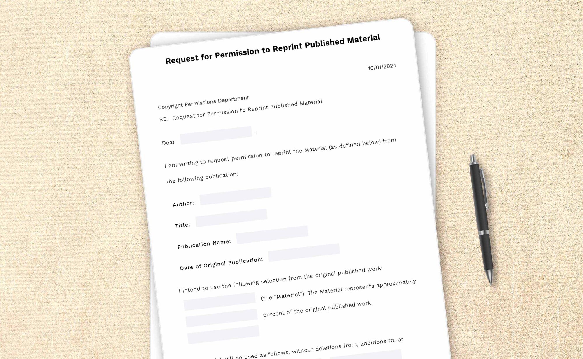 Request for Permission to Reprint Published Material Template | LegalZoom