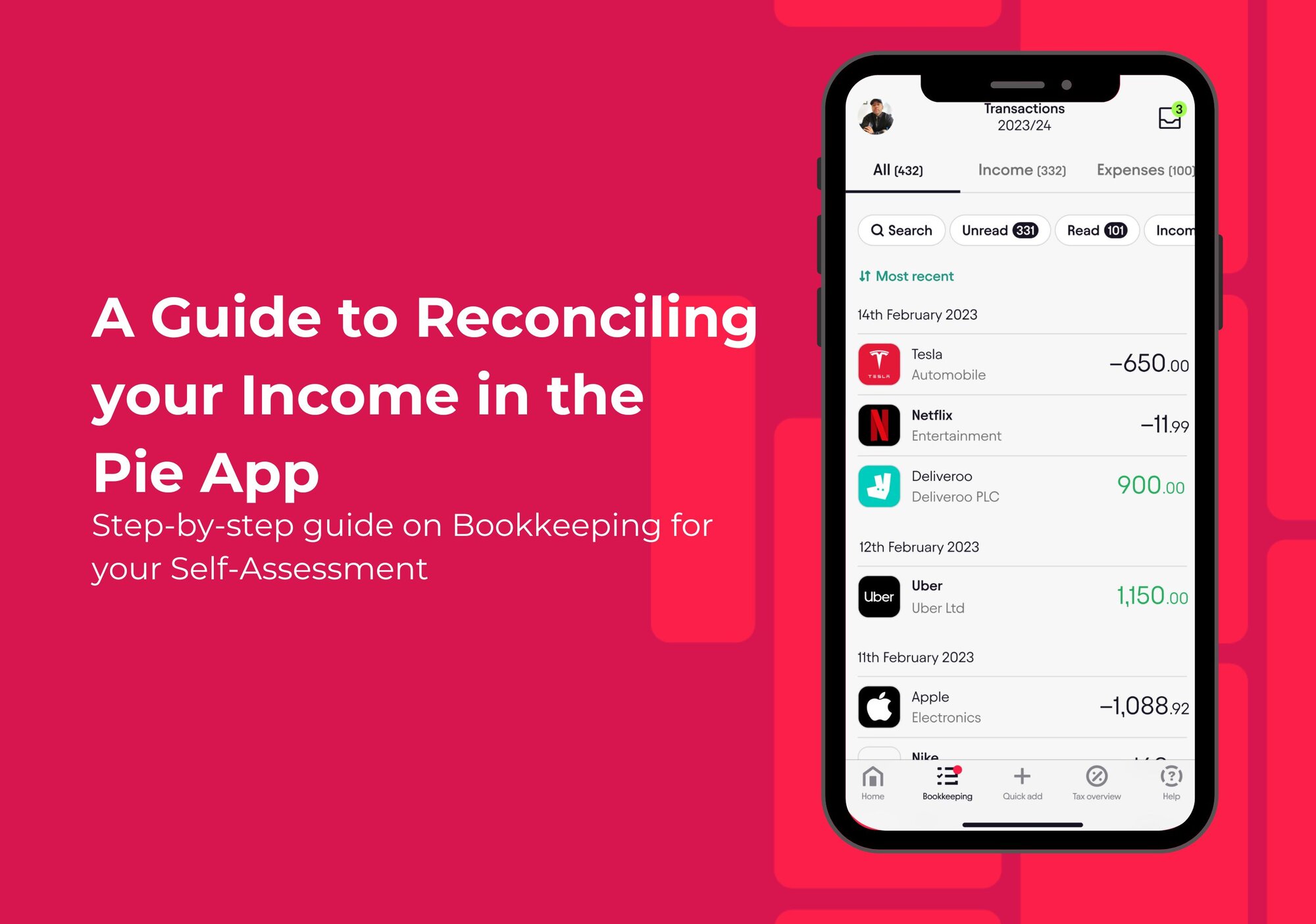 How to manage your bookkeeping in the Pie App?