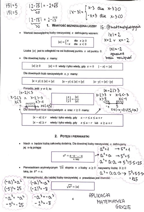 Notatki z matematyki na egzamin ósmoklasisty i brakujące wzory w tablicach maturalnych