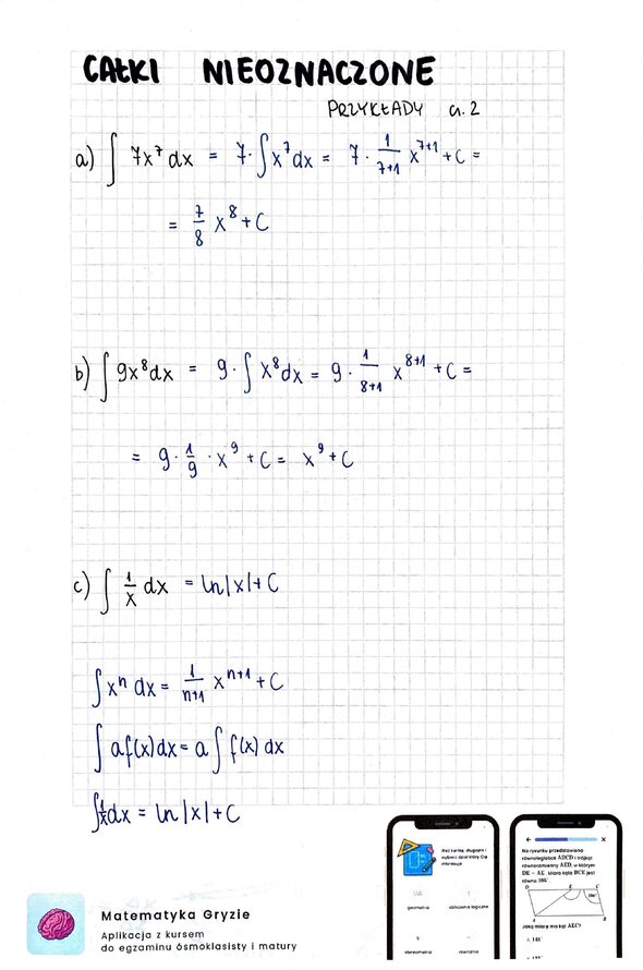 Obliczanie całek ze wzorów