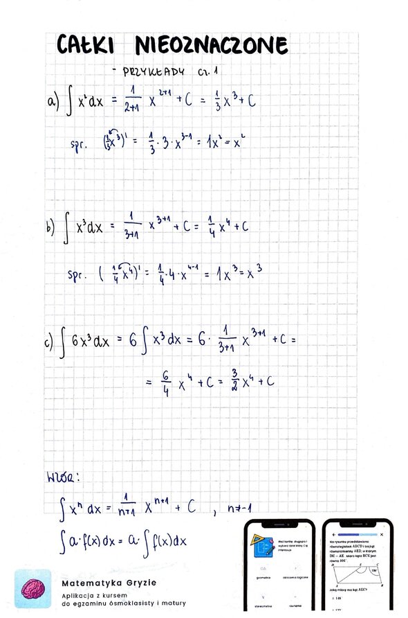 Obliczanie całek ze wzorów