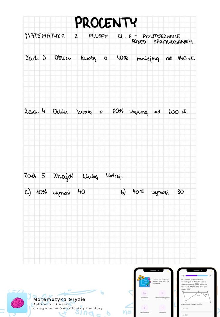 Procenty Sprawdzian Gwo Matematyka Z Plusem Powtórka
