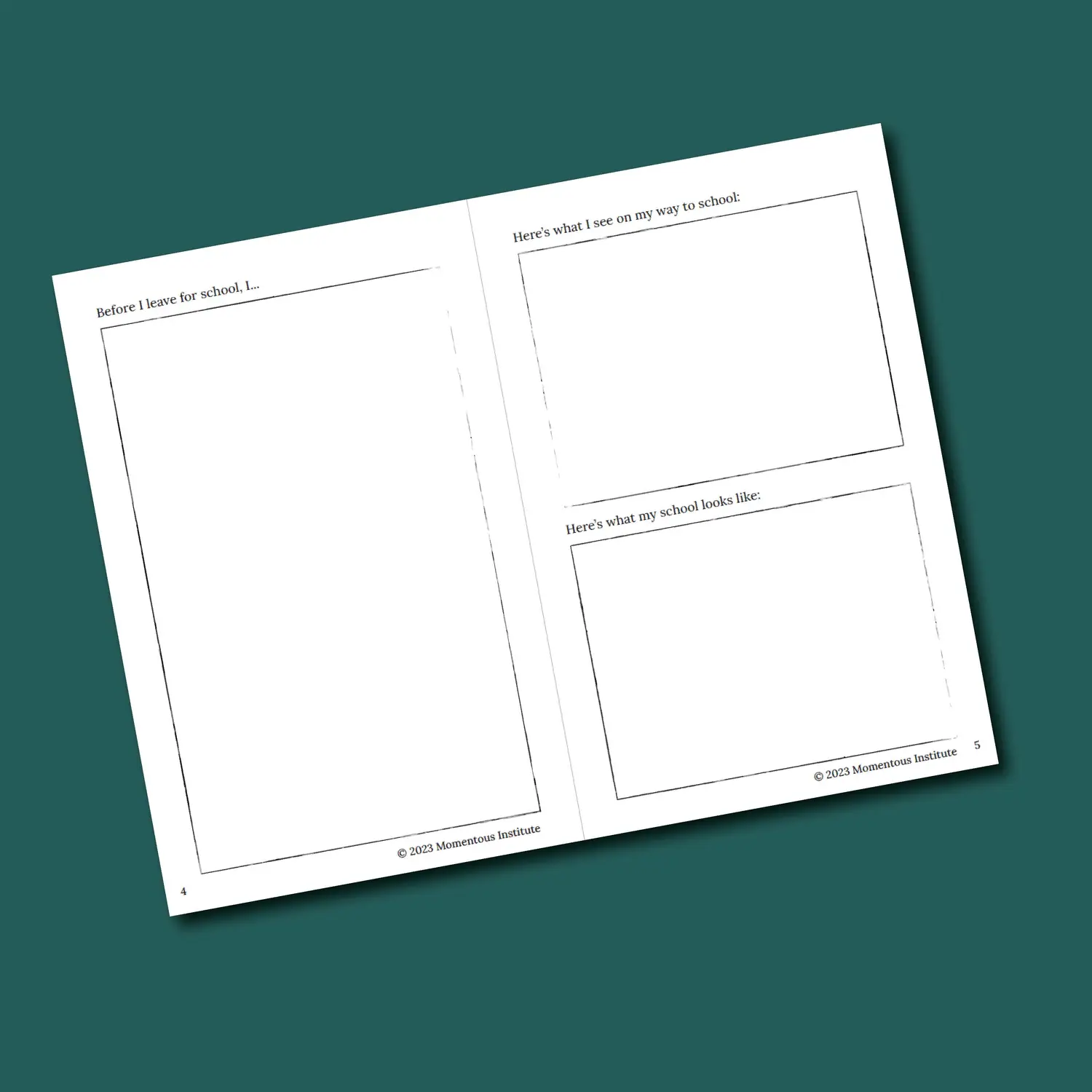 My First Day of School Workbook | Momentous Institute