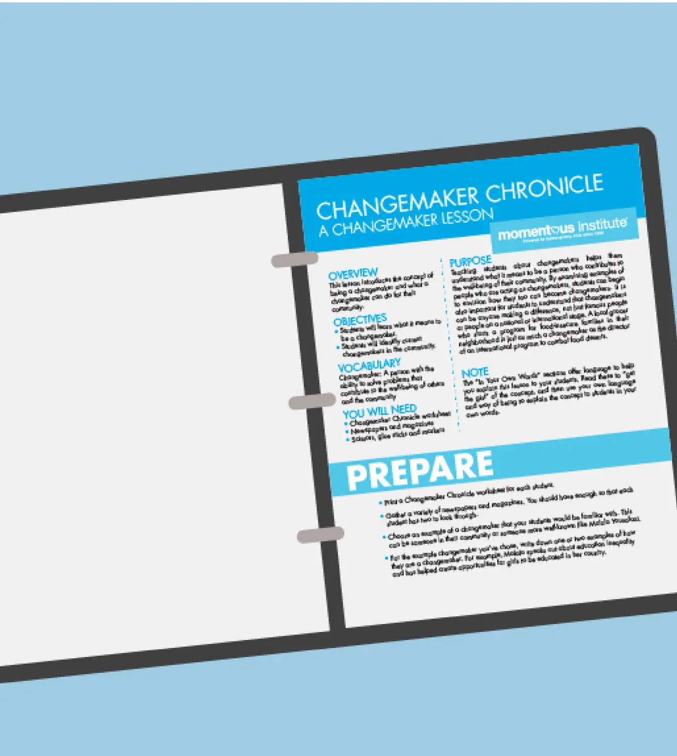 Changemaker Chronicle: A Free Changemaker Lesson Plan | Momentous Institute