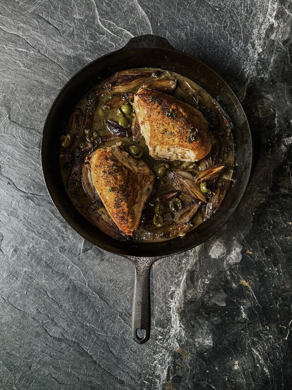 Pan-Roasted Chicken Recipe With Shallots and Dates | EyeSwoon
