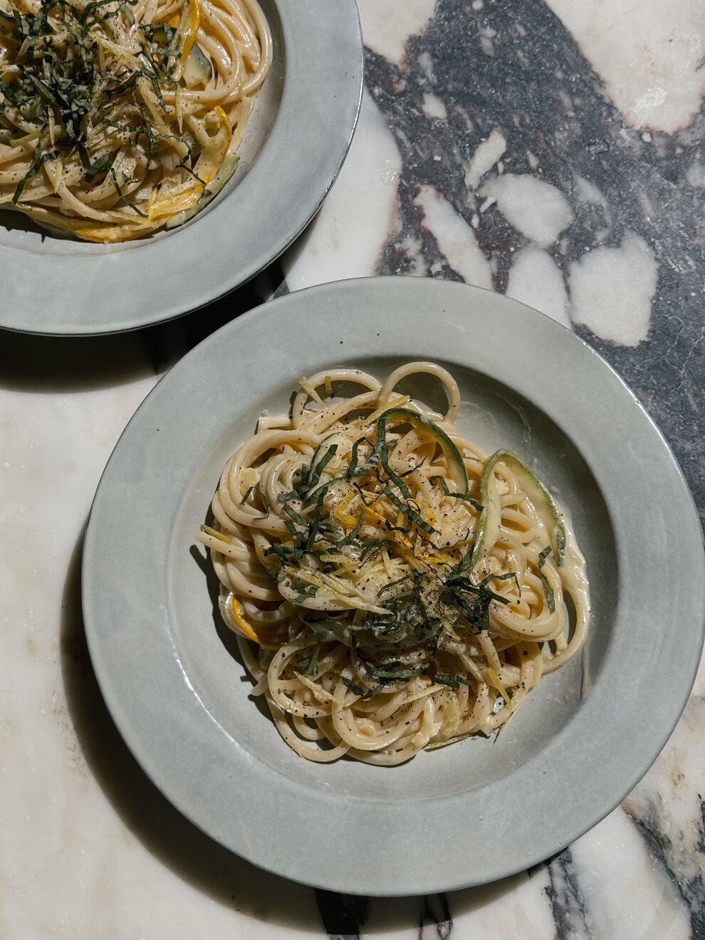 Lemon-Cream Bucatini With Summer Squash | EyeSwoon