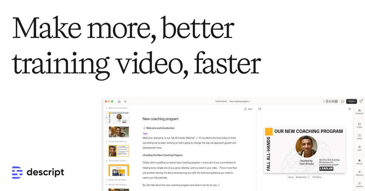 Make Better Learning & Training Videos with AI | Descript