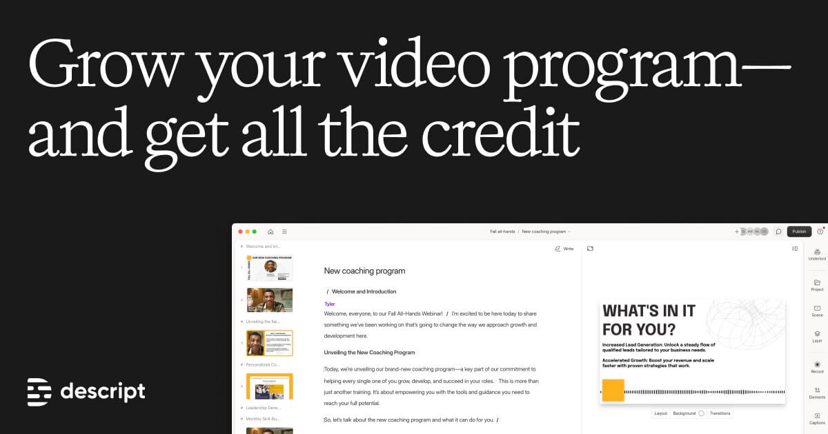 Enterprise Video Editing Software for Your Whole Org | Descript