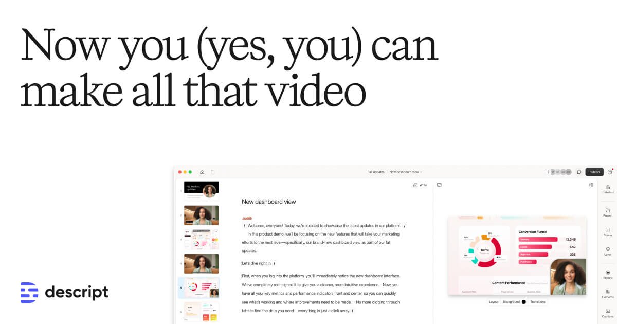 Video Editor for Marketing Videos at Scale | Descript